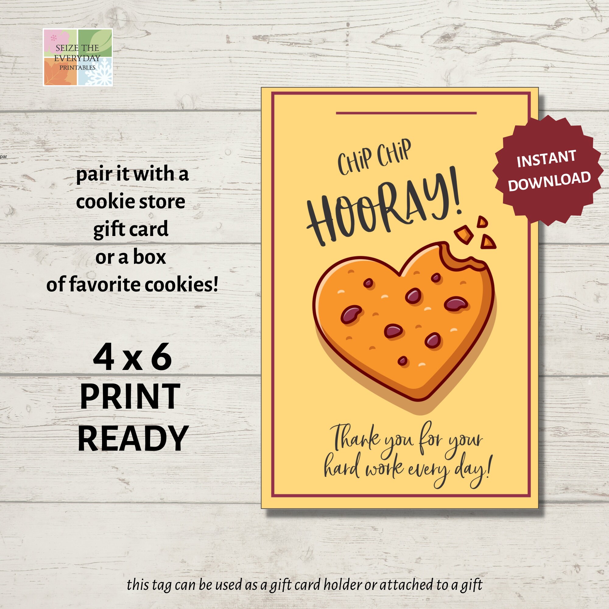 Teacher Appreciation Gift Card Holder. Gift Tag. Chip Chip Hooray ...