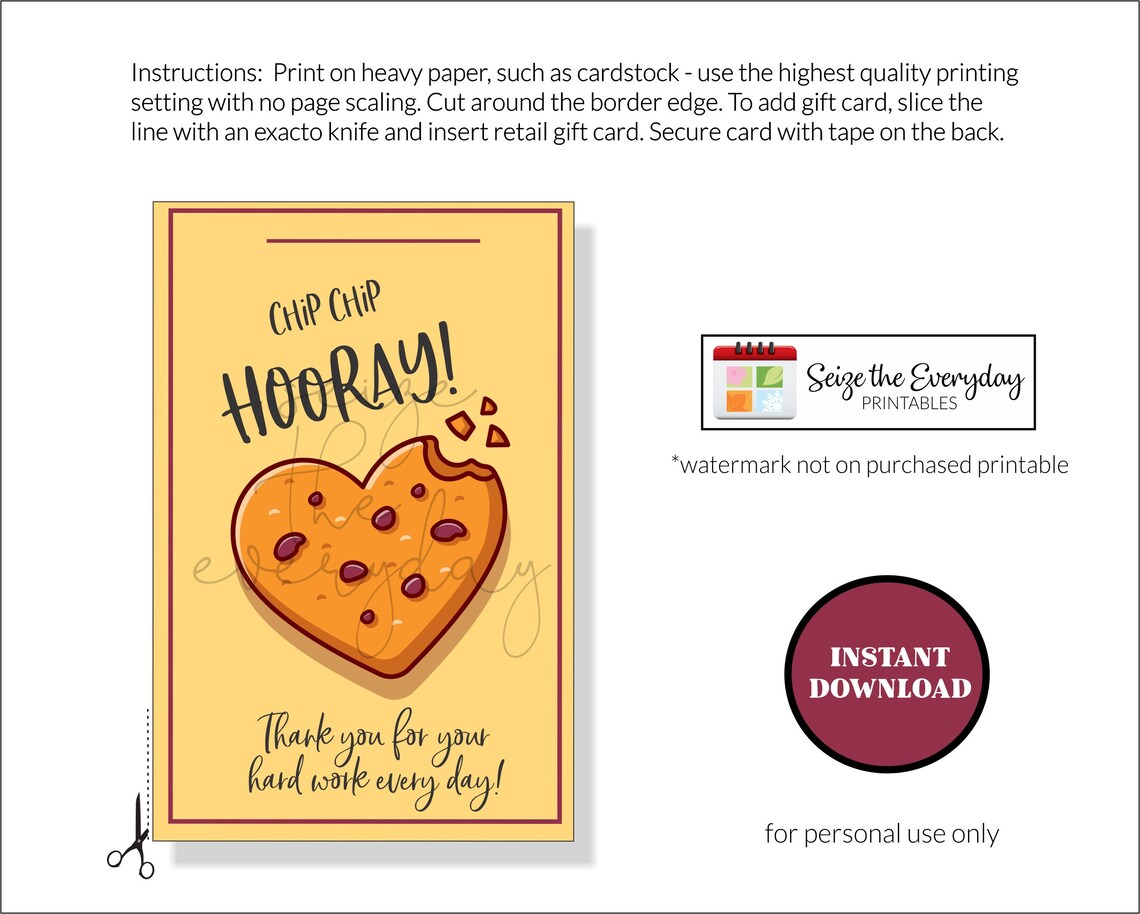 Teacher Appreciation Gift Card Holder. Gift Tag. Chip Chip - Etsy