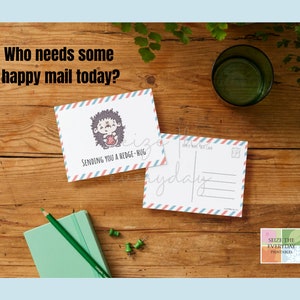 Hedge-hug Postcard. Color and B&W Versions Included. Happy Mail ...