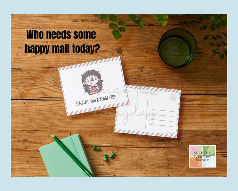 Hedge-hug Postcard. Color and B&W Versions Included. Happy Mail ...