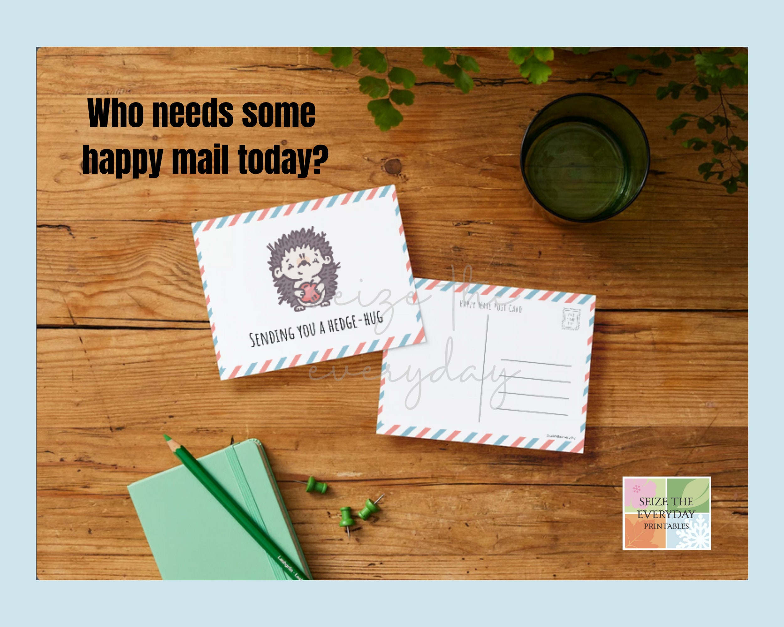 Hedge-hug Postcard. Color and B&W Versions Included. Happy Mail ...