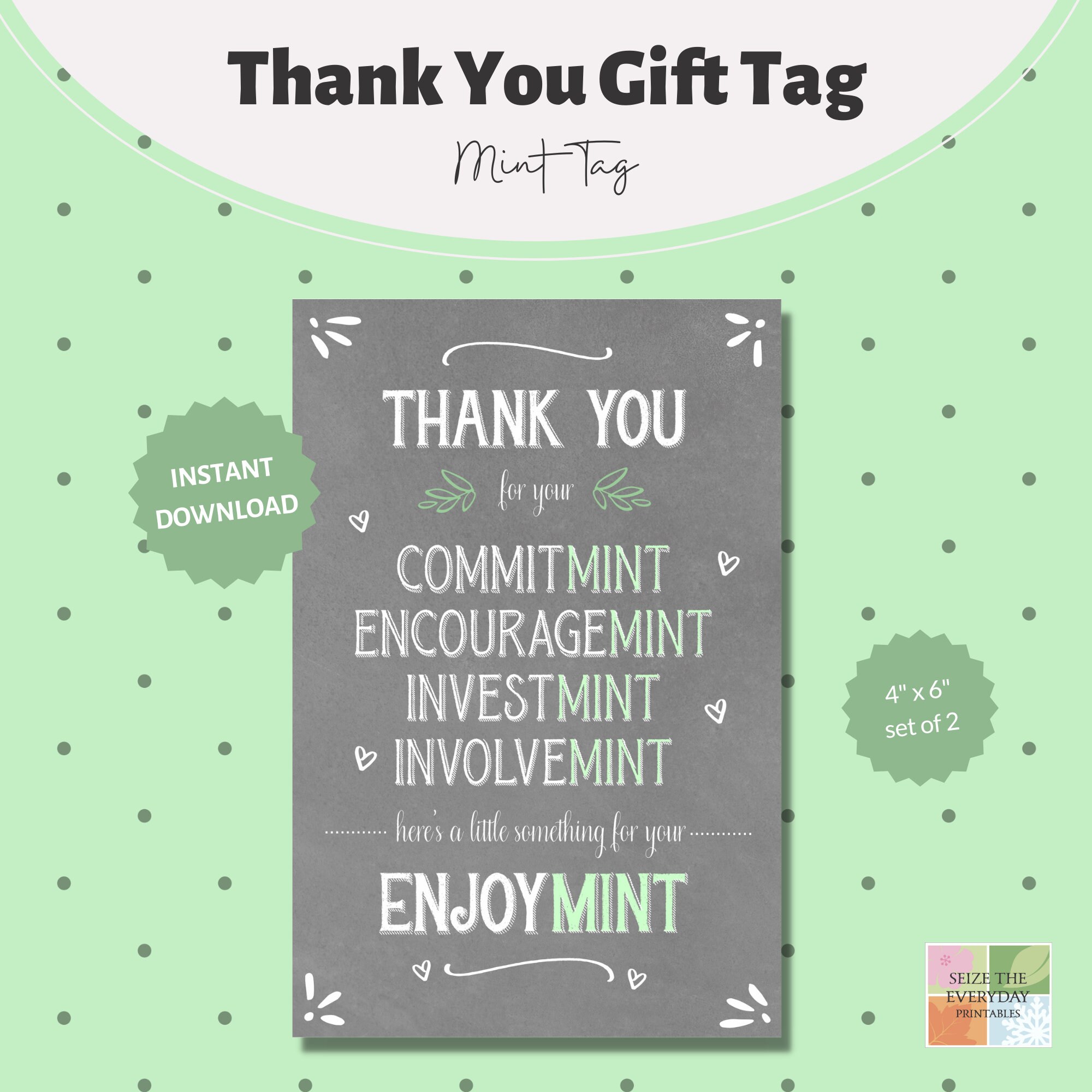 Mint Gift Tag, Encouragemint, Printable, Teacher Appreciation, Teacher ...
