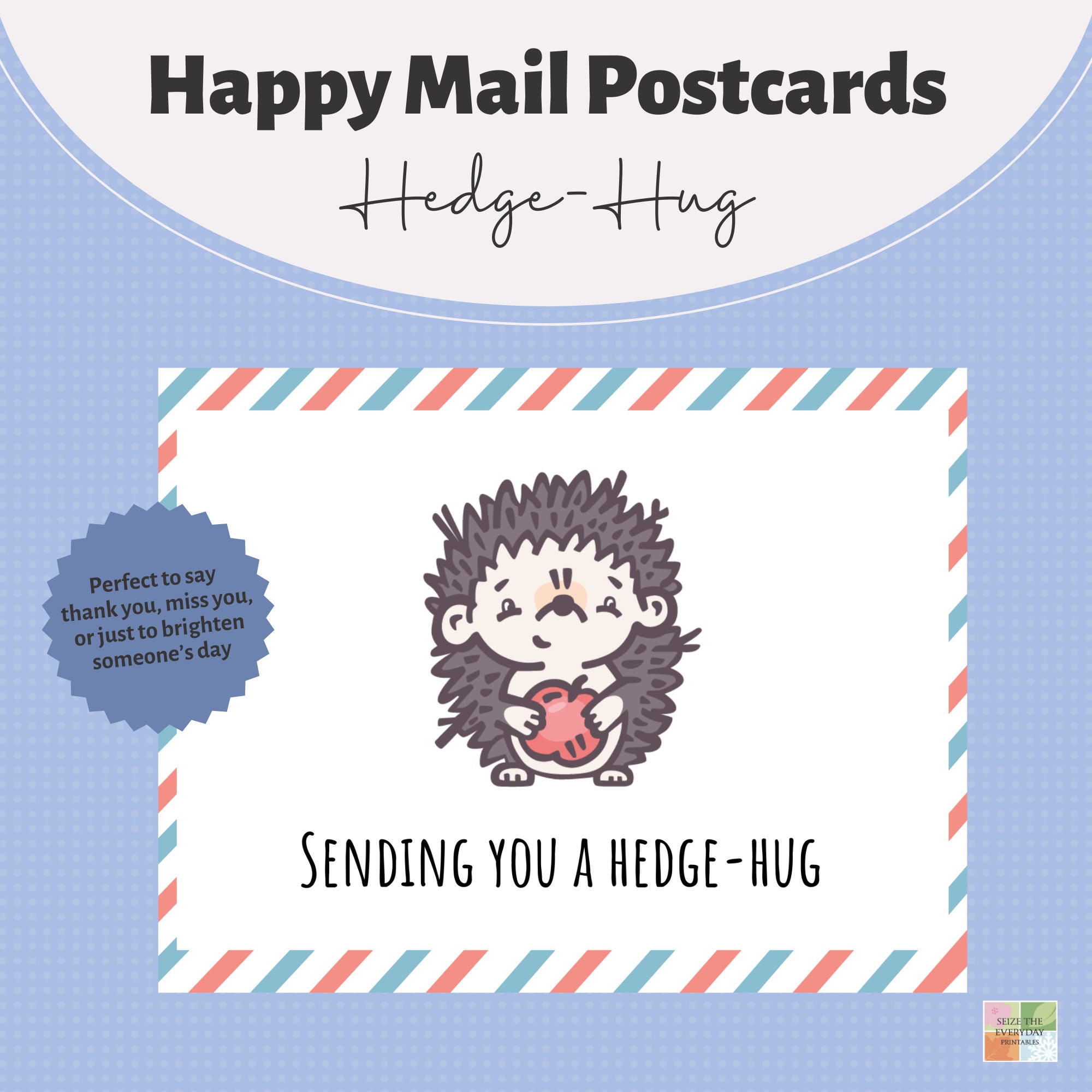 Hedge-hug Postcard. Color and B&W Versions Included. Happy - Etsy