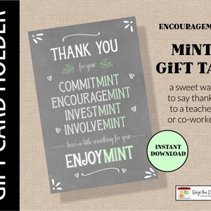 Mint Gift Tag Encouragemint Printable Teacher Appreciation - Etsy