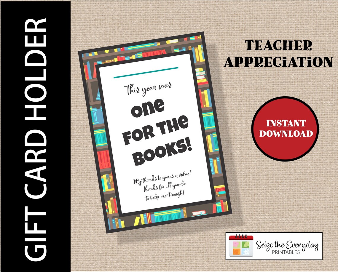 Teacher Appreciation Gift Card Holder. One for the Books | Etsy