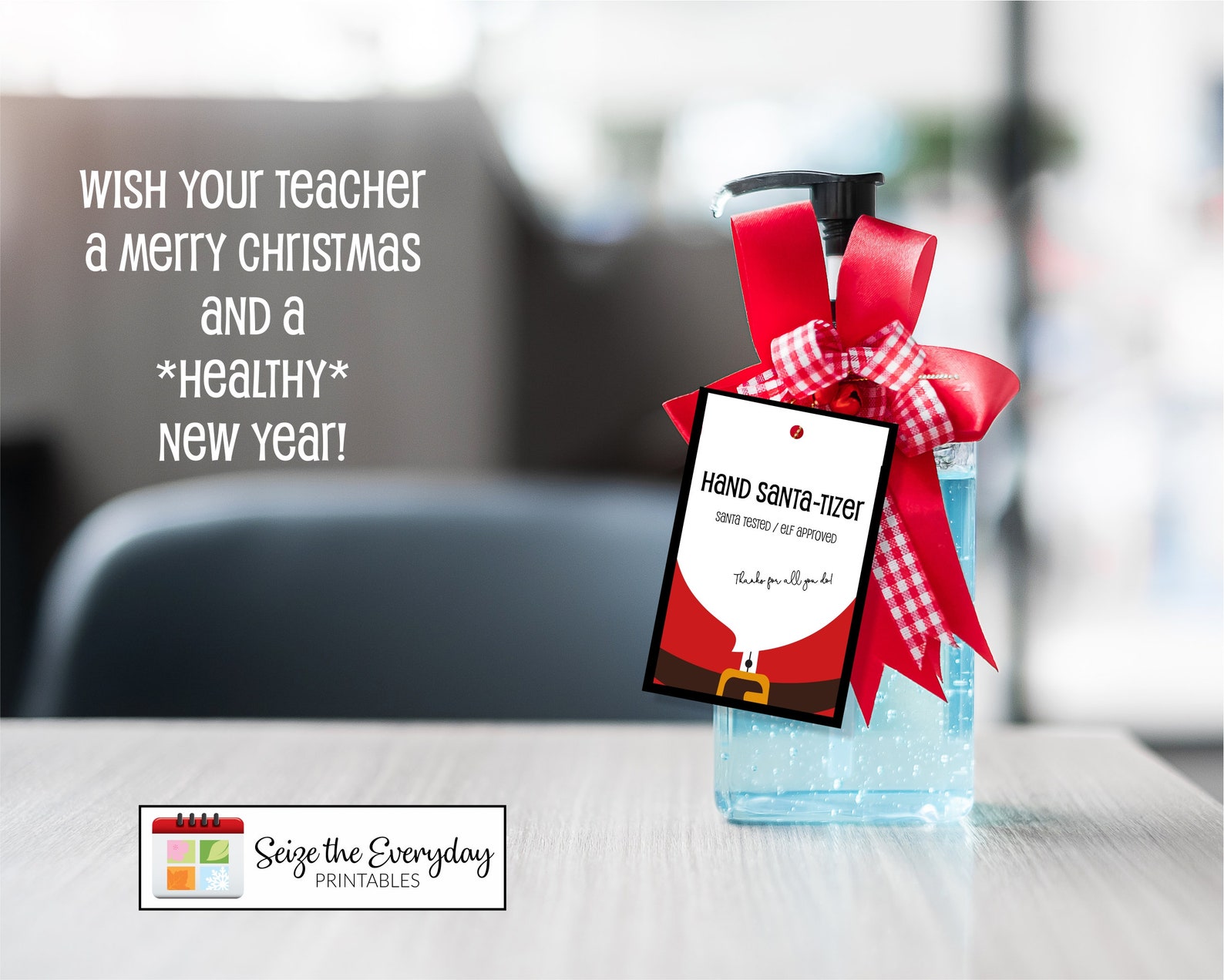 Christmas Gift Tag Hand Sanitizer Santatizer Christmas | Etsy