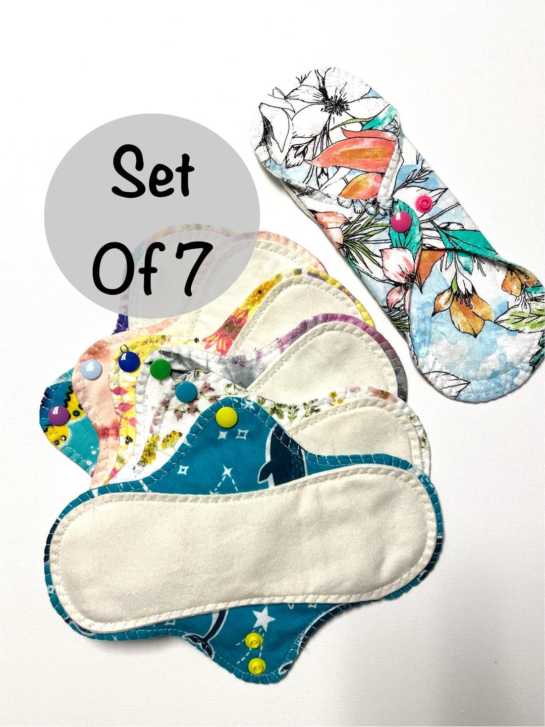 Light Day Reusable Panty Liner Cloth Pads 4 Layers Brushed Flannel, 7 ...