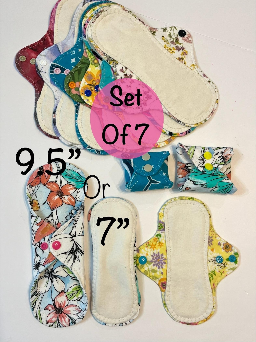 Light Day Reusable Panty Liner Cloth Pads 4 Layers Brushed Flannel, 7 ...