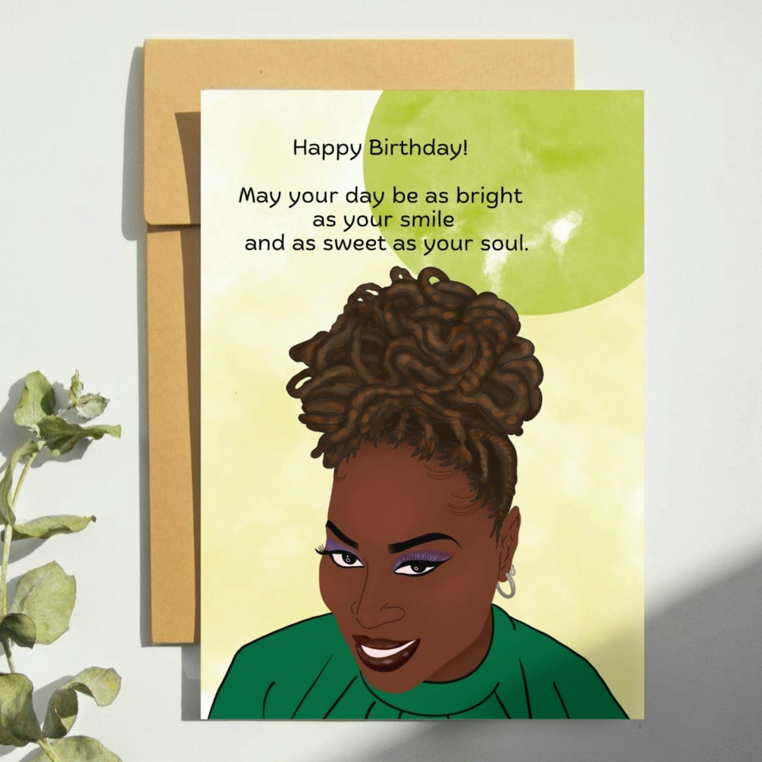 Black Afro Woman Birthday Card, Black Girl Birthday. Black Greeting ...