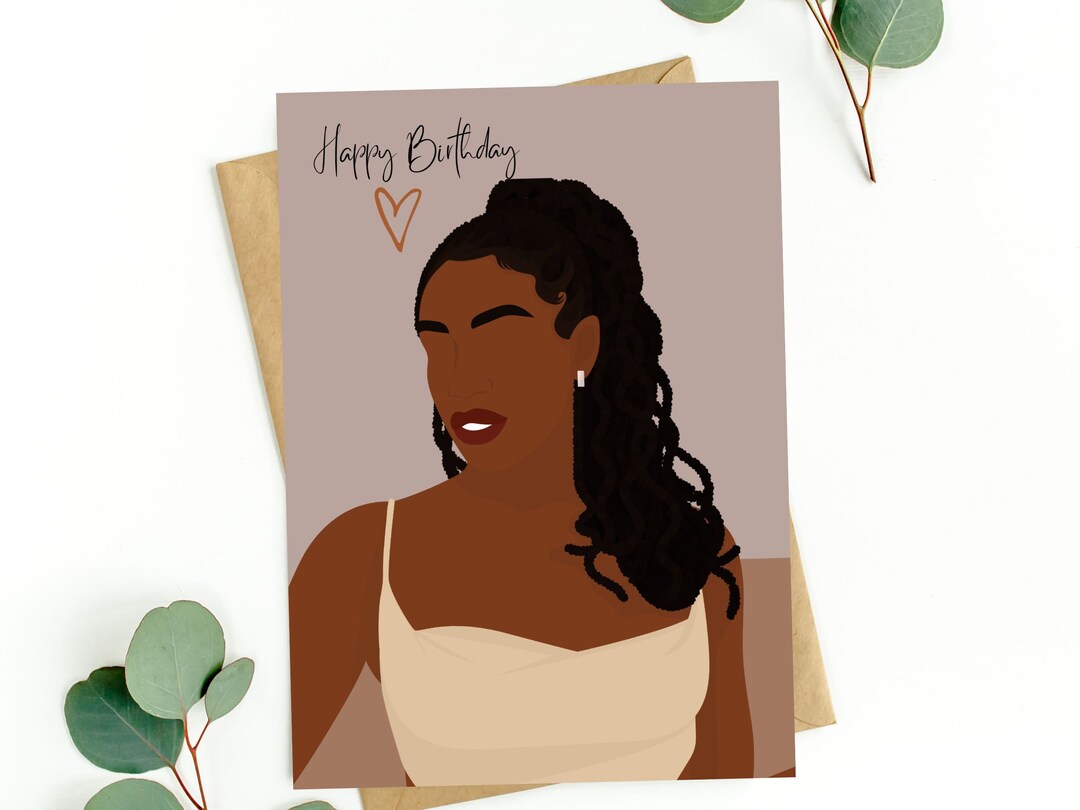 Black Girl Dreadlocks Birthday Card, Black Woman, Afrocentric, Black ...