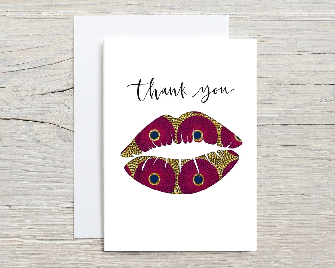 Red Thank You African Prints Inspired Greetings Cards, Diverse Card ...
