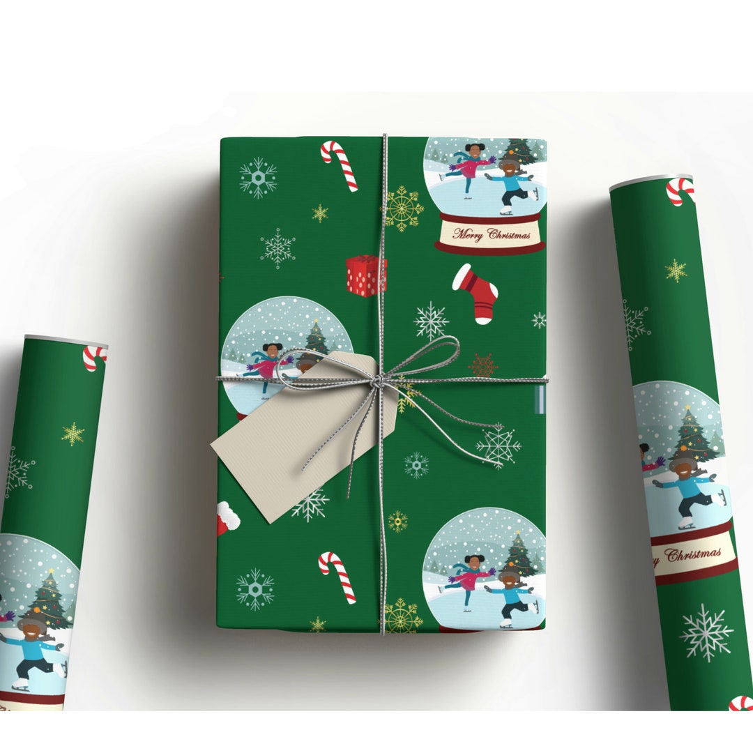 Christmas Children Winter Globe Wrapping Paper, Christmas Gift Wrap ...