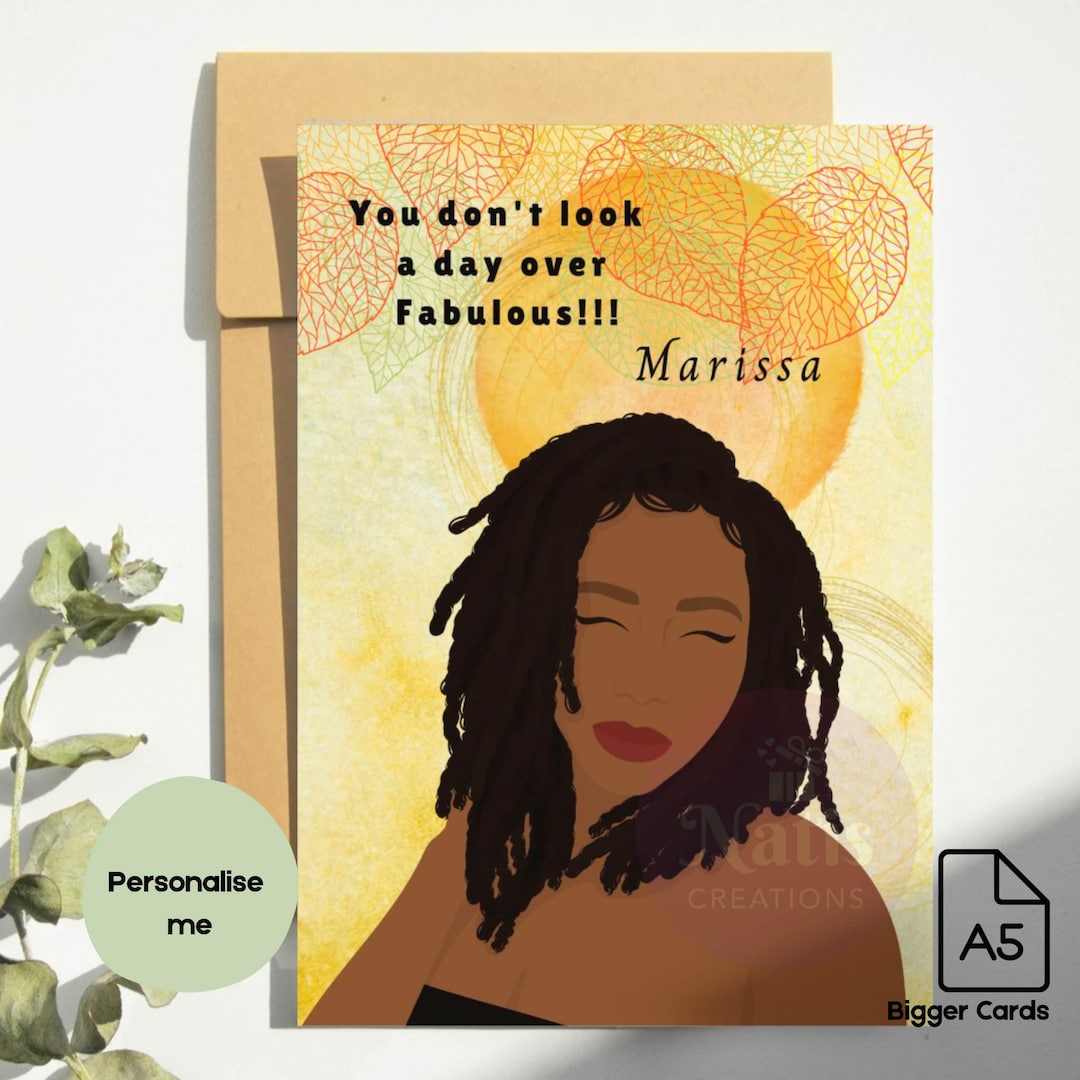 Personalised Happy Birthday Black Woman With Dreadlocks Greeting Card ...