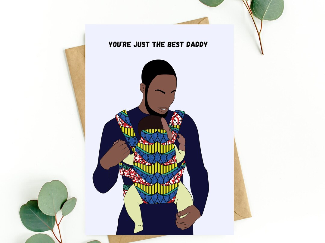 Black Father's Day Card, Black New First Time Dad, Black Dad With Baby ...