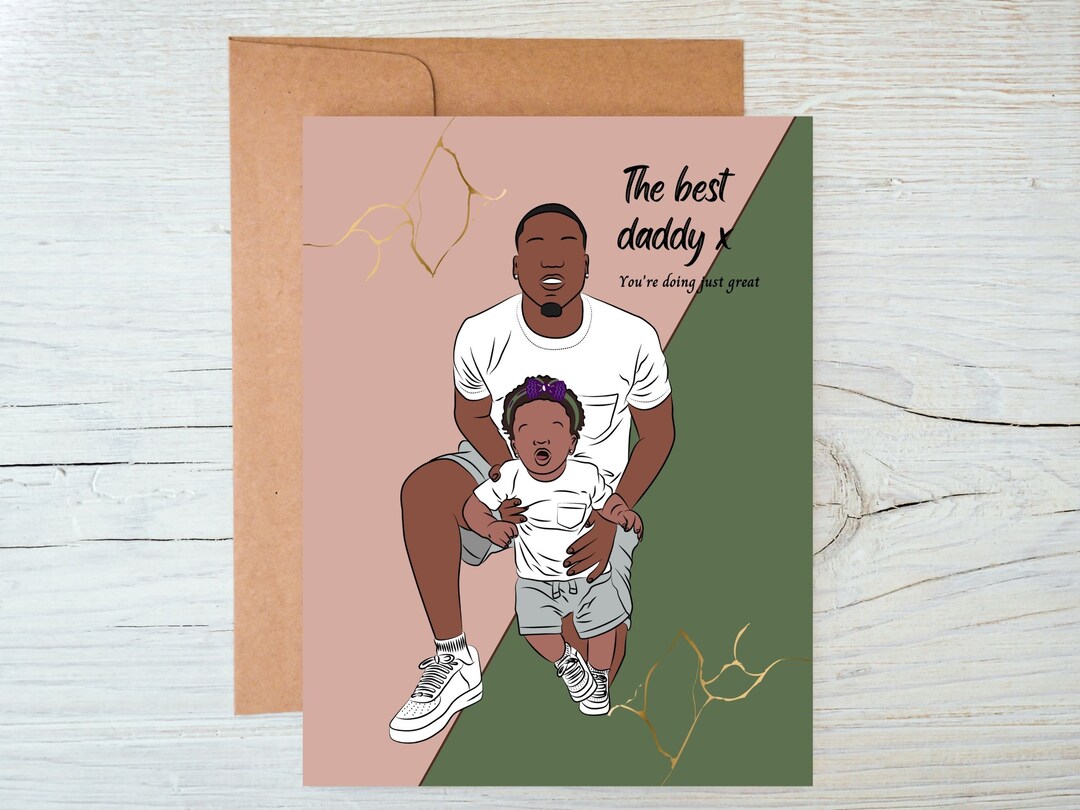 Black Father's Day Card, Black New First Time Dad, Black Dad With ...