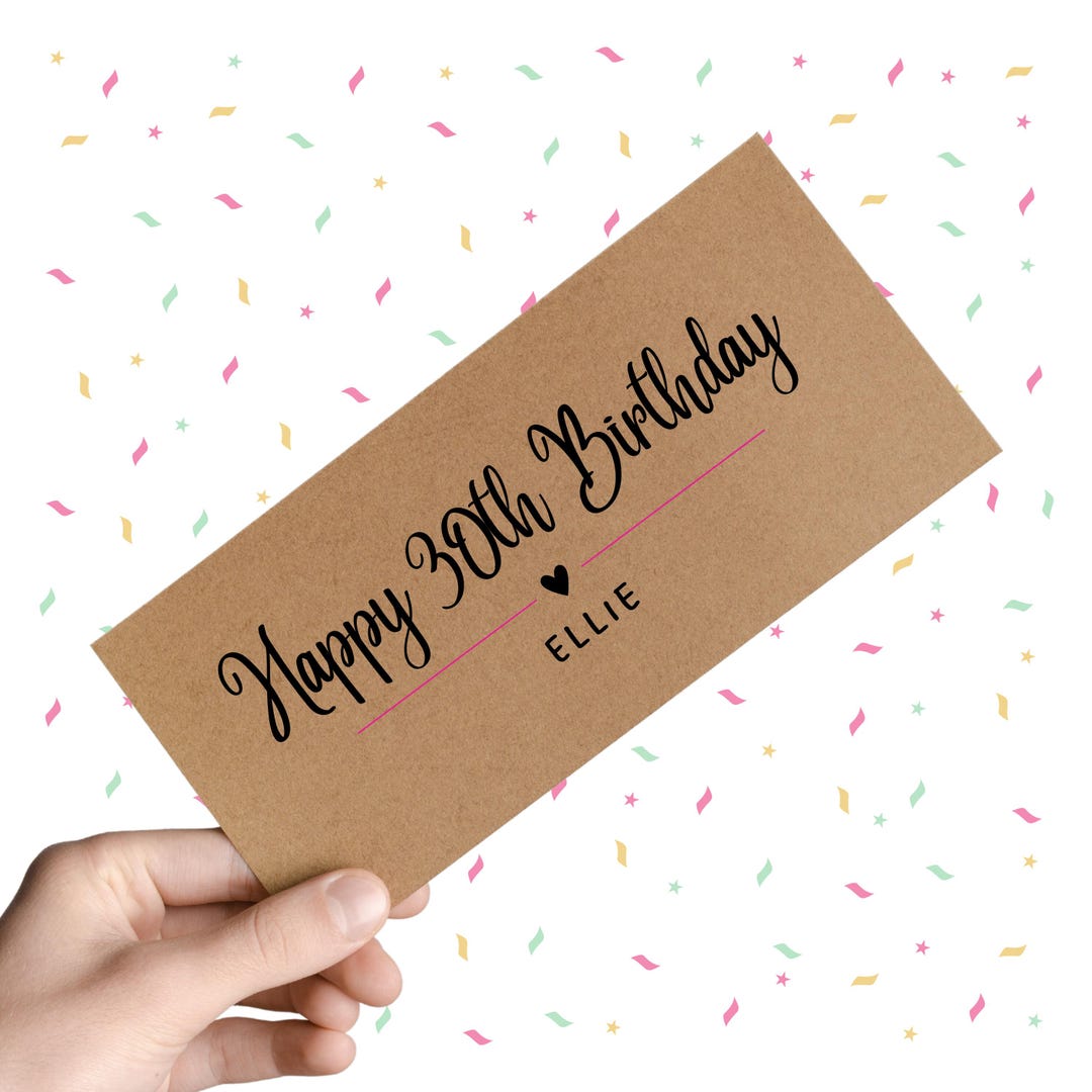 Personalised Milestone Birthday Cash Envelope, 17th 18th 21st 30th 40th ...