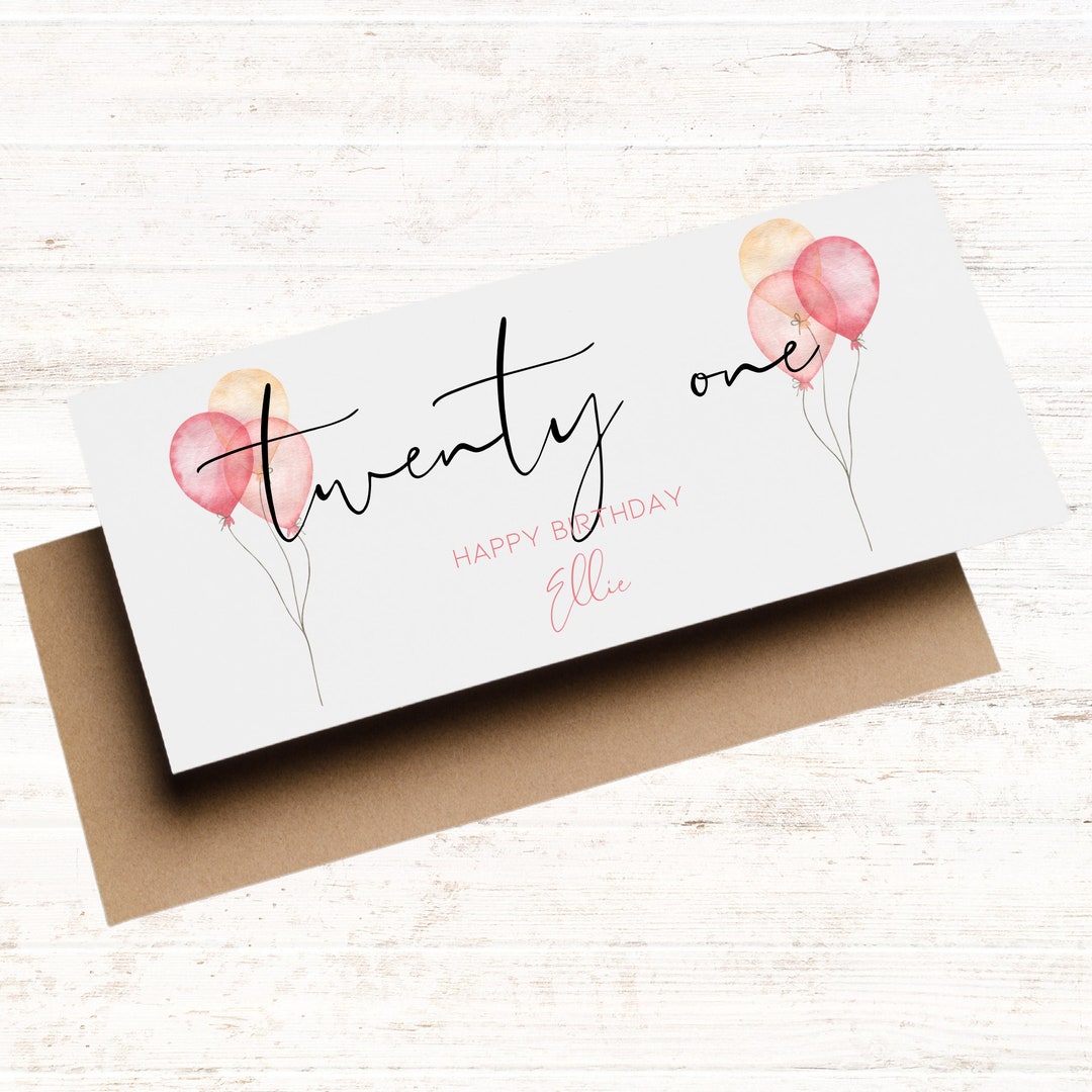 21st Birthday Money Holder for Her, Personalised 21st Money Wallet Card ...