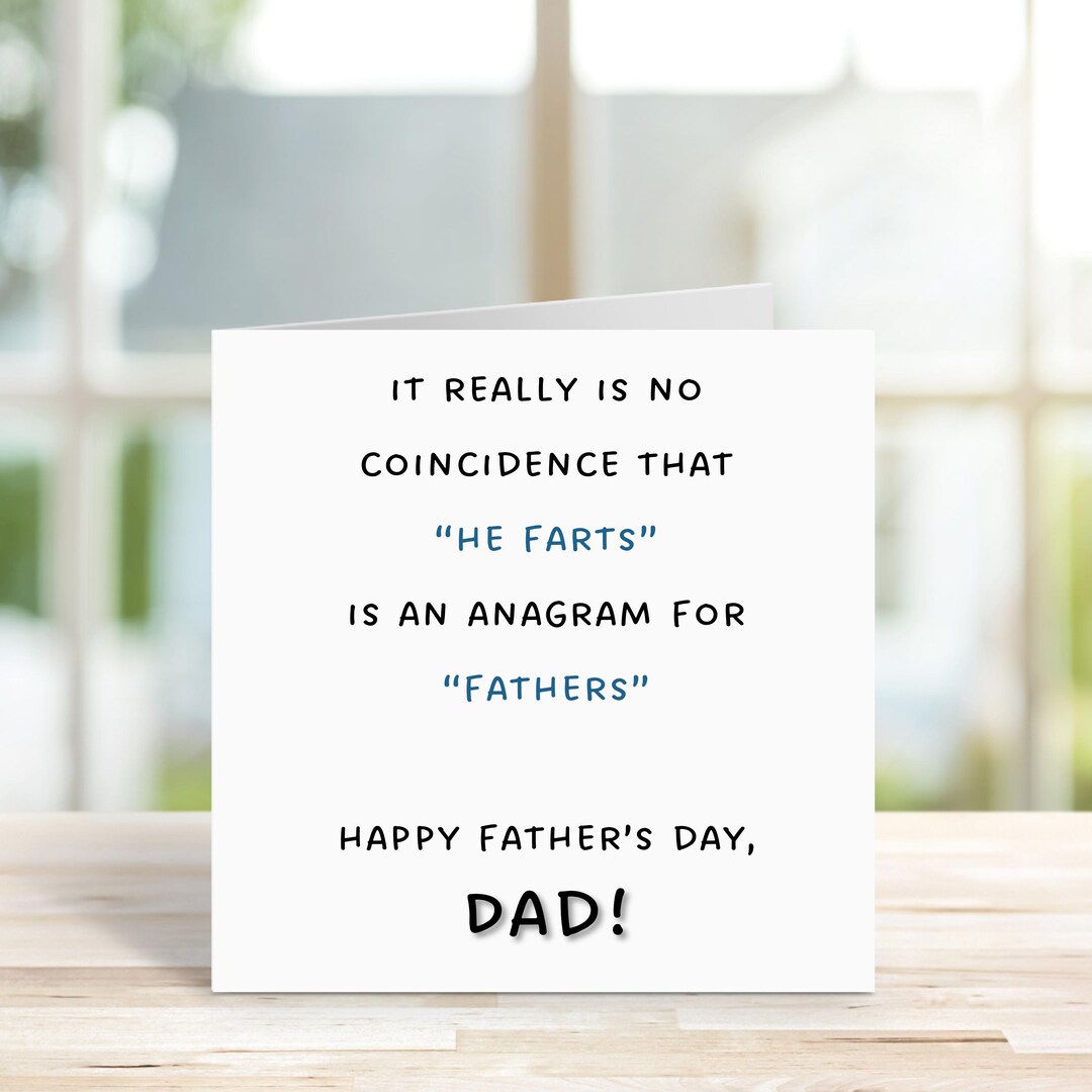 Funny Father's Day Card for Dad, Happy He Farts Day, Funny Anagram Card ...