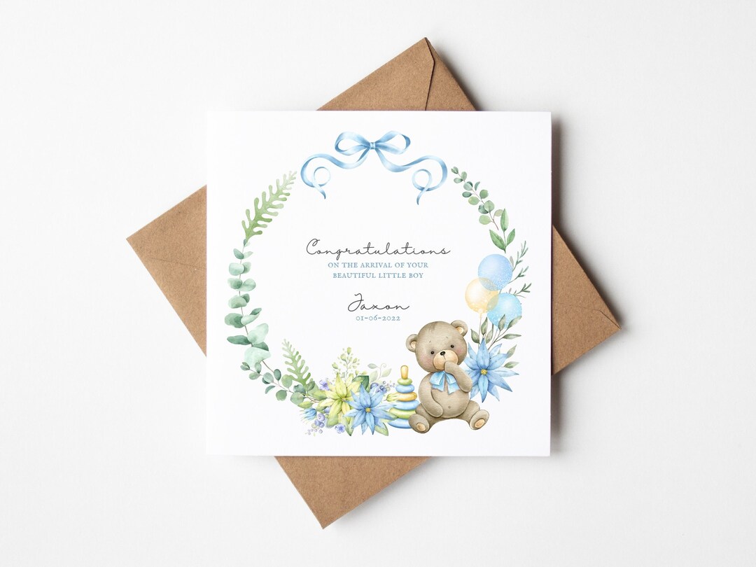 PERSONALISED New Baby Boy Card, Congratulations Card, Welcome to the ...