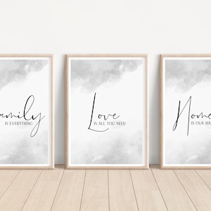 Grey Lounge Prints Set of 3, Grey Living Room Decor, Modern Prints ...