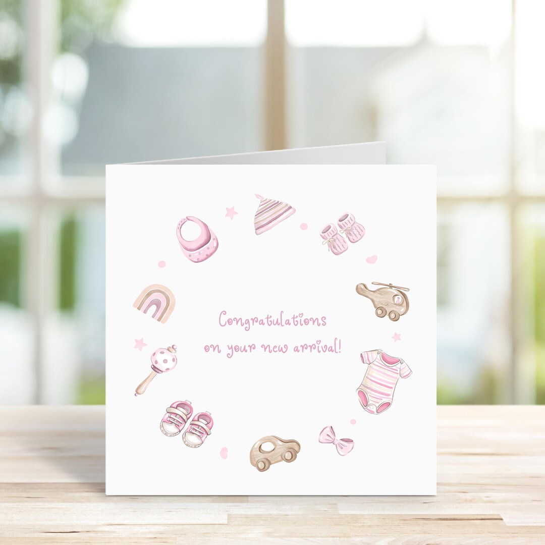 Pink Congratulations New Baby Card, It's A Baby Girl, Welcome to the ...