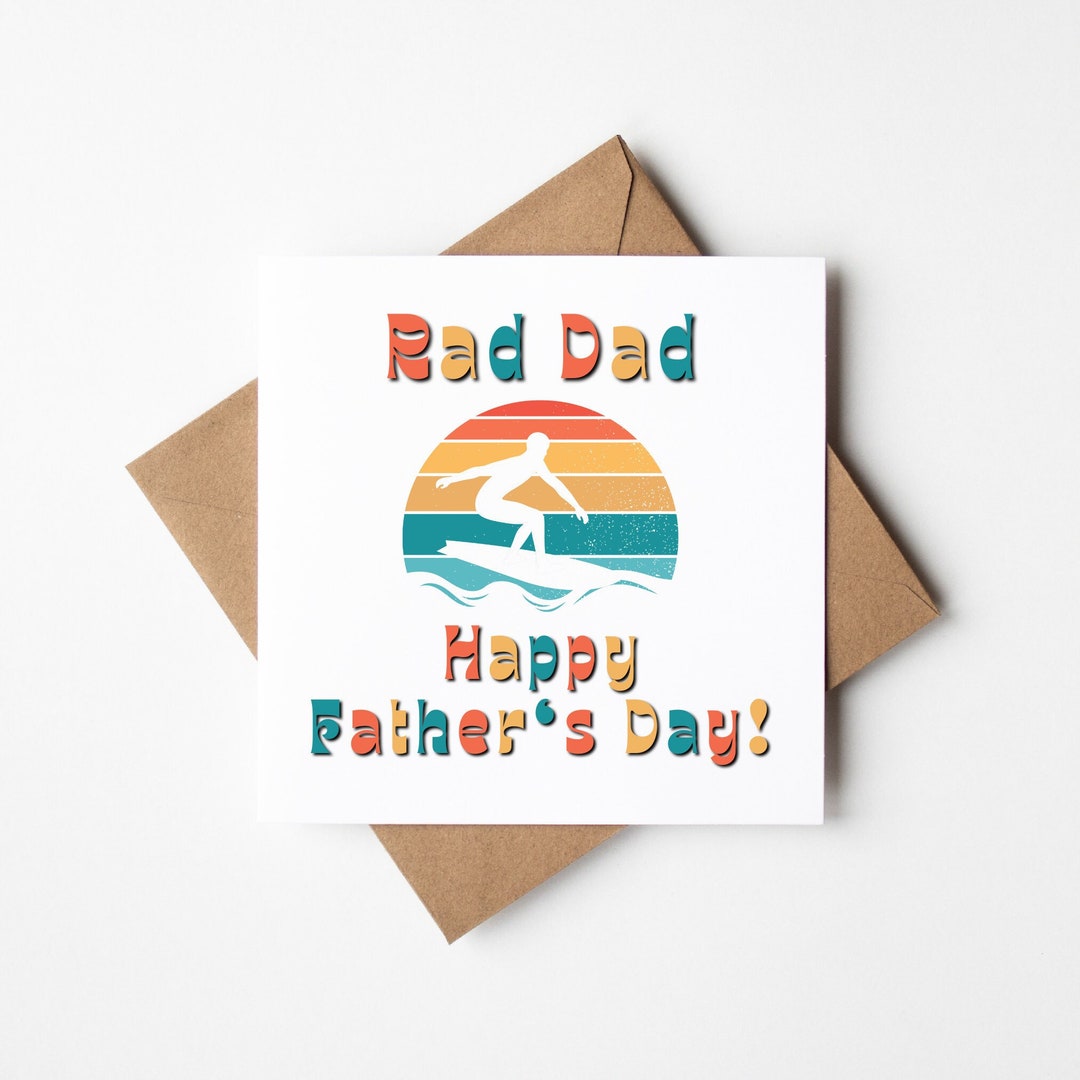 Rad Dad Surfing Happy Father's Day Card, Cards for Dad/daddy/husband ...