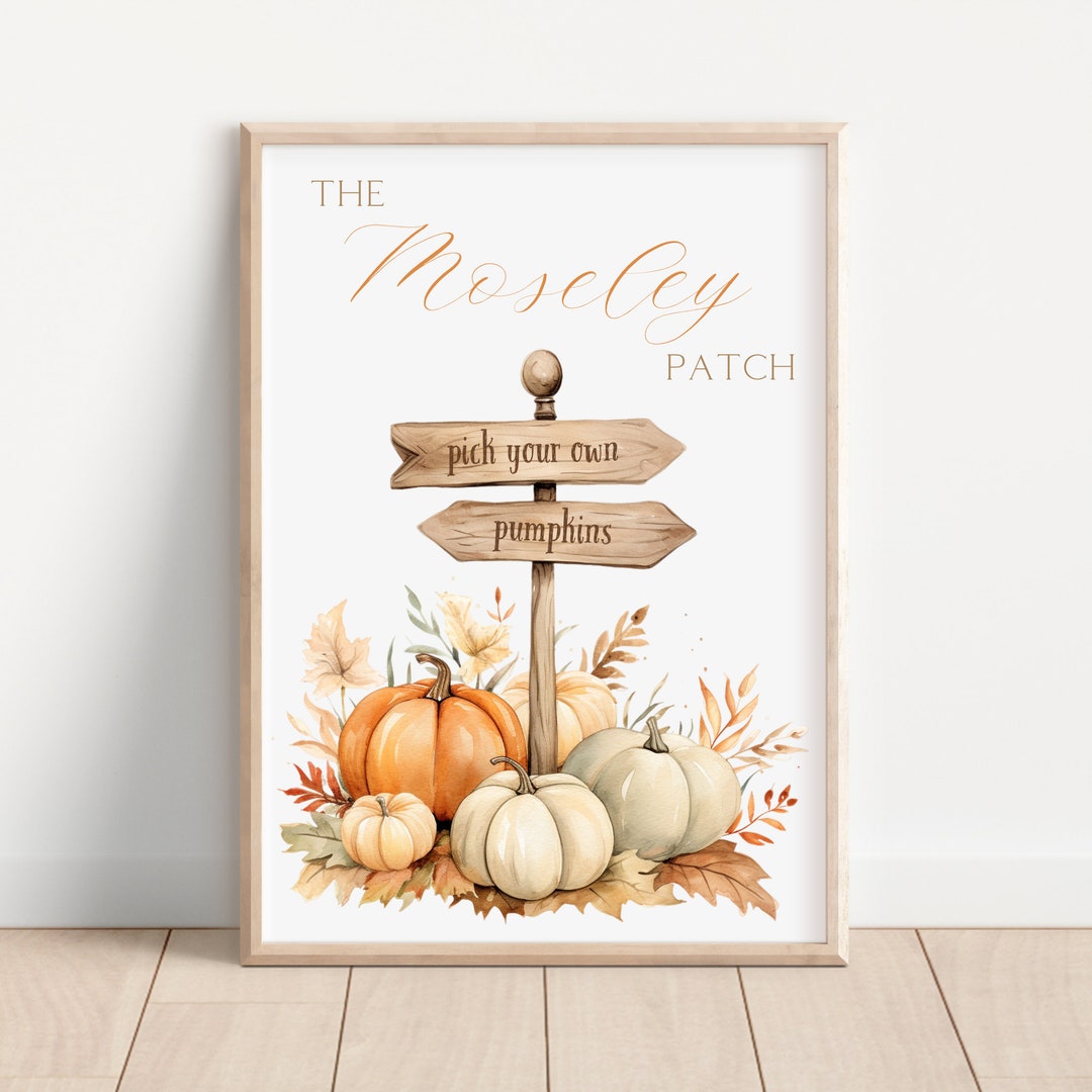 Personalised Family Pumpkin Patch Print, Watercolour Autumn Prints ...