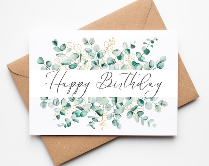 Happy Birthday Card Eucalyptus Birthday Botanical Birthday - Etsy
