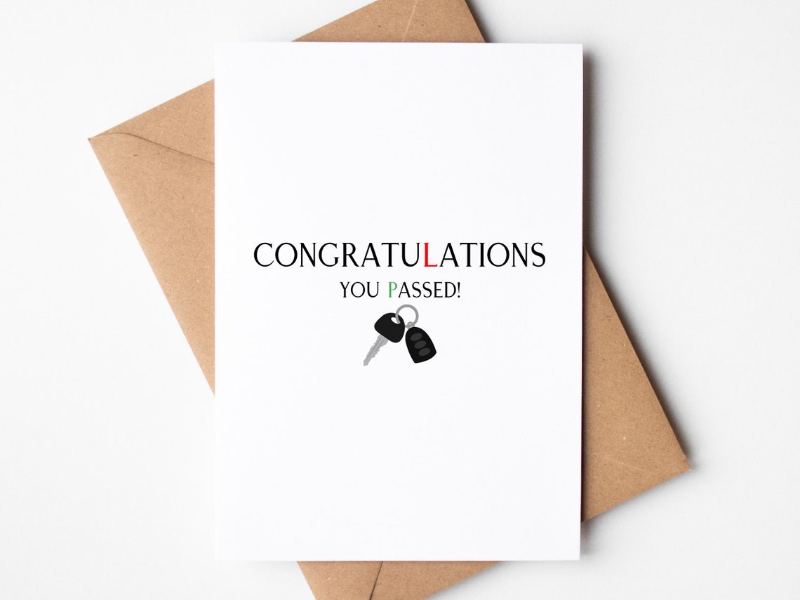 Driving Test Pass Card Congratulations Card New Driver - Etsy