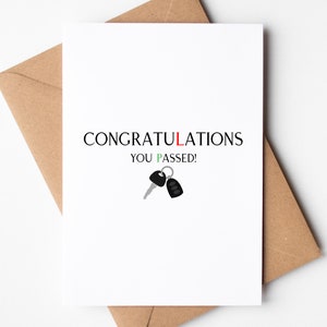 Driving Test Pass Card, Congratulations Card, New Driver, Driving ...