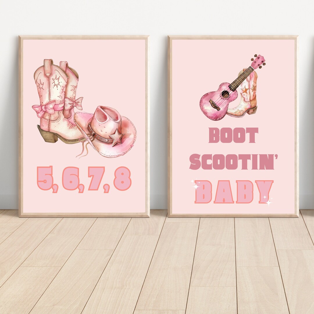 5 6 7 8 Boot Scootin' Baby Set of 2 Prints, Country Music, Southern ...