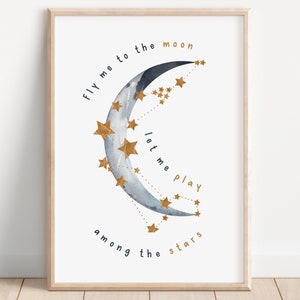 Fly Me to the Moon Nursery Print, Let Me Play Among the Stars, Nursery ...