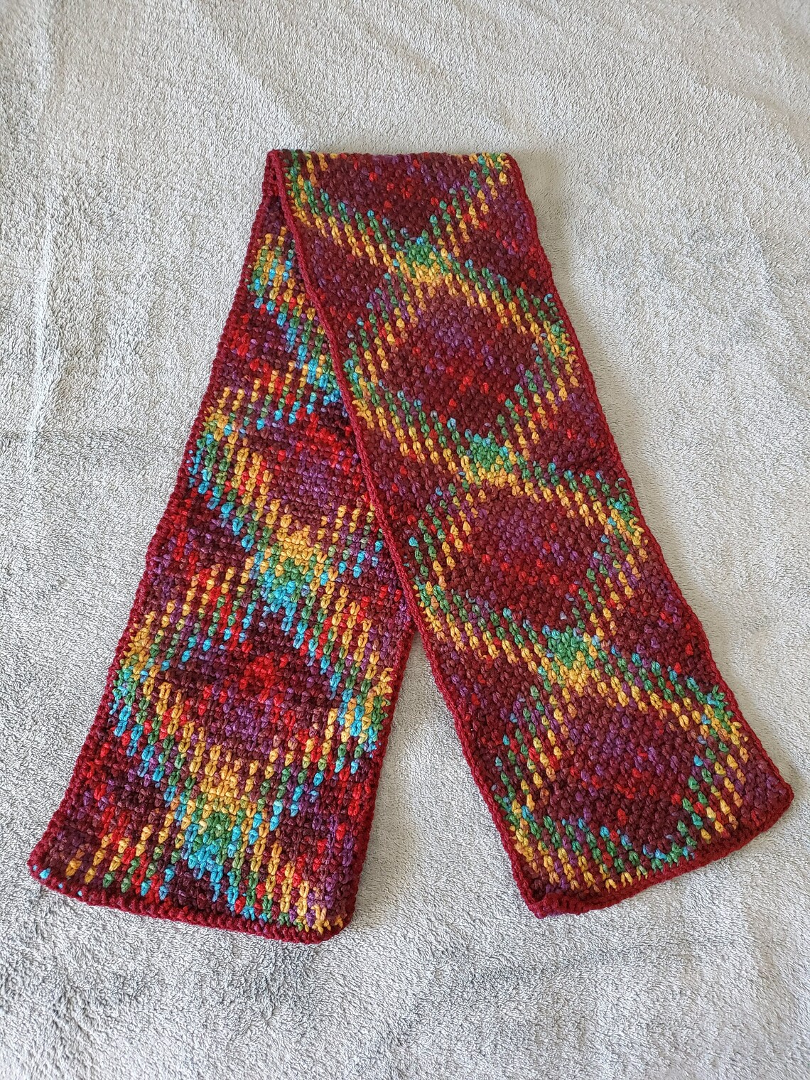 Argyle Pattern Crocheted Scarf - Etsy.de