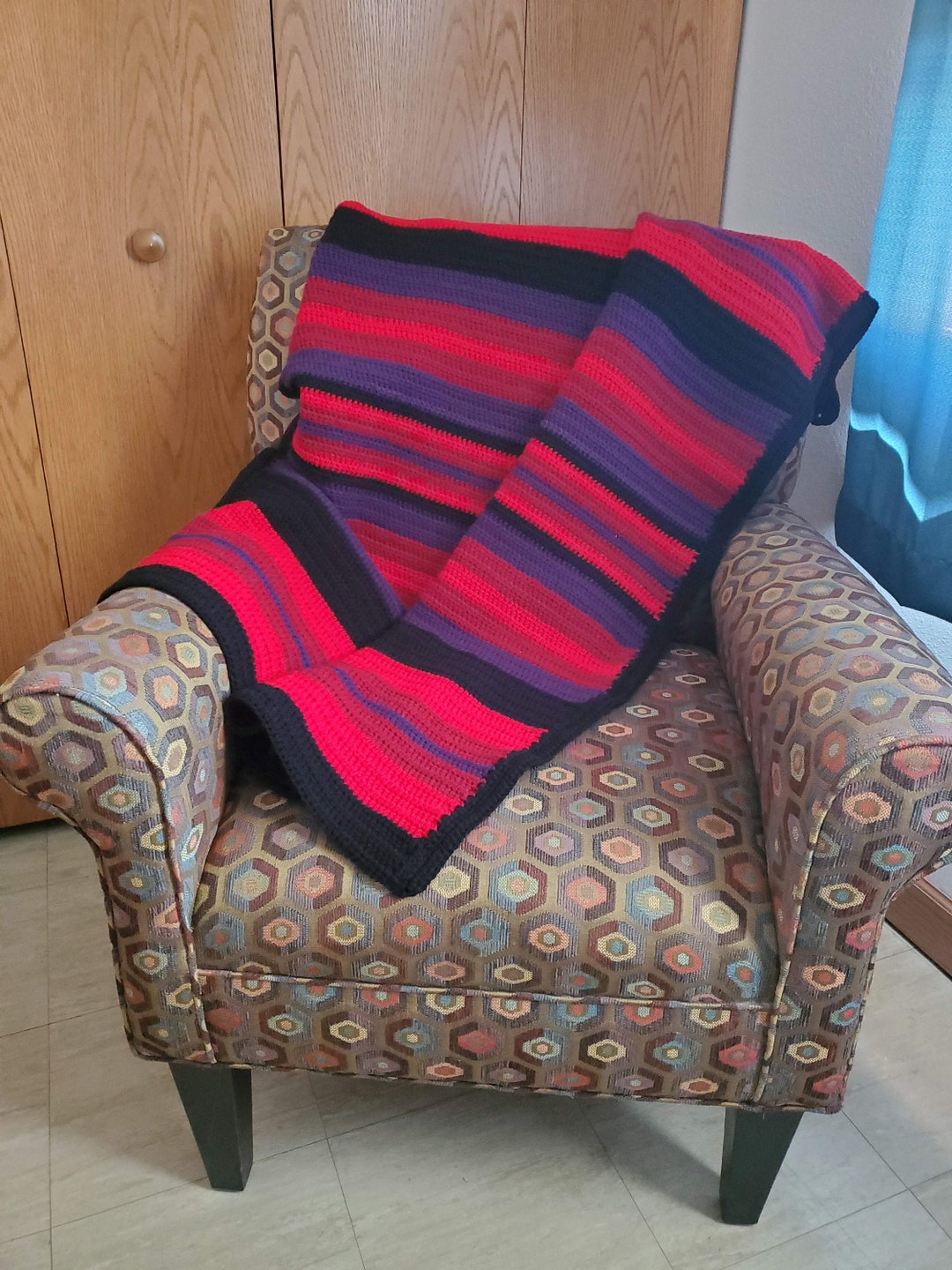 Berry Striped Crocheted Afghan - Etsy