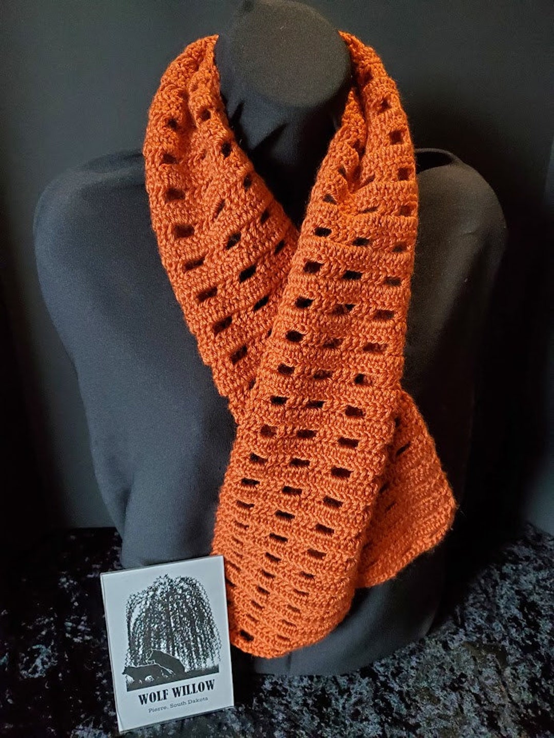 Small Burnt Orange Crochet Scarf - Etsy