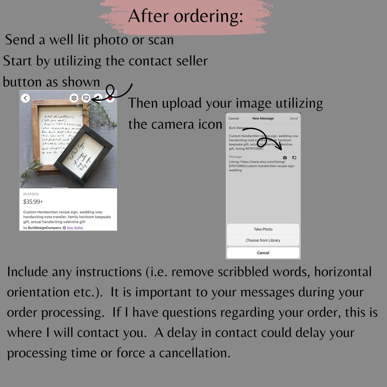 Framed Handwriting Sign Copy of Actual Handwriting - Etsy