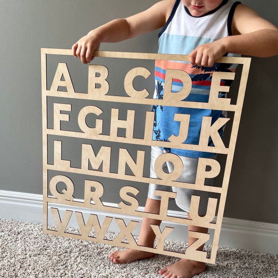 Alphabet Wall Art Nursery Wood Alphabet Decor Playroom Sign | Etsy