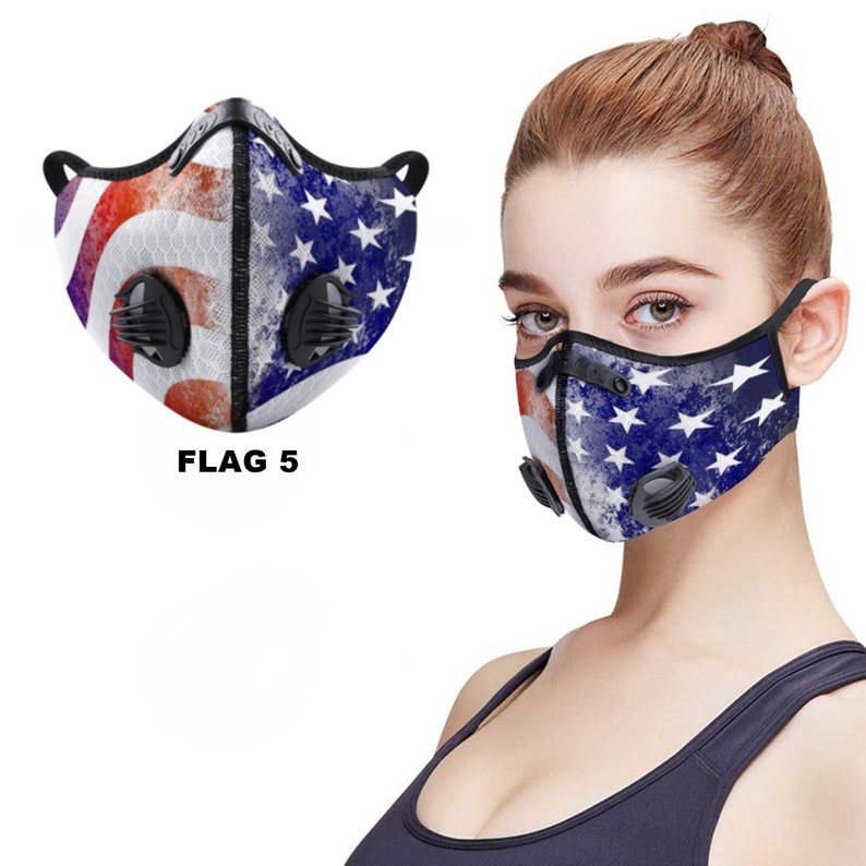 Patriotic American Flag Face Masks With PM2.5 Filters Included | Etsy