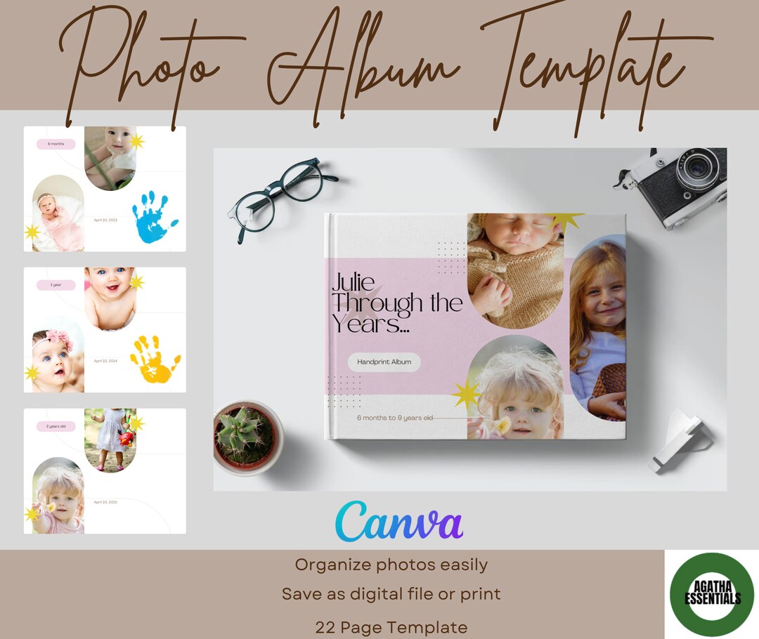 DIY Digital and Print Baby Handprint Album Canva Template, Digital Baby ...