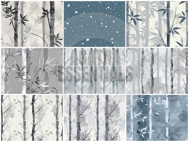 Printable Enchanted Winter Forest Digital Paper, Snow Forest Background ...