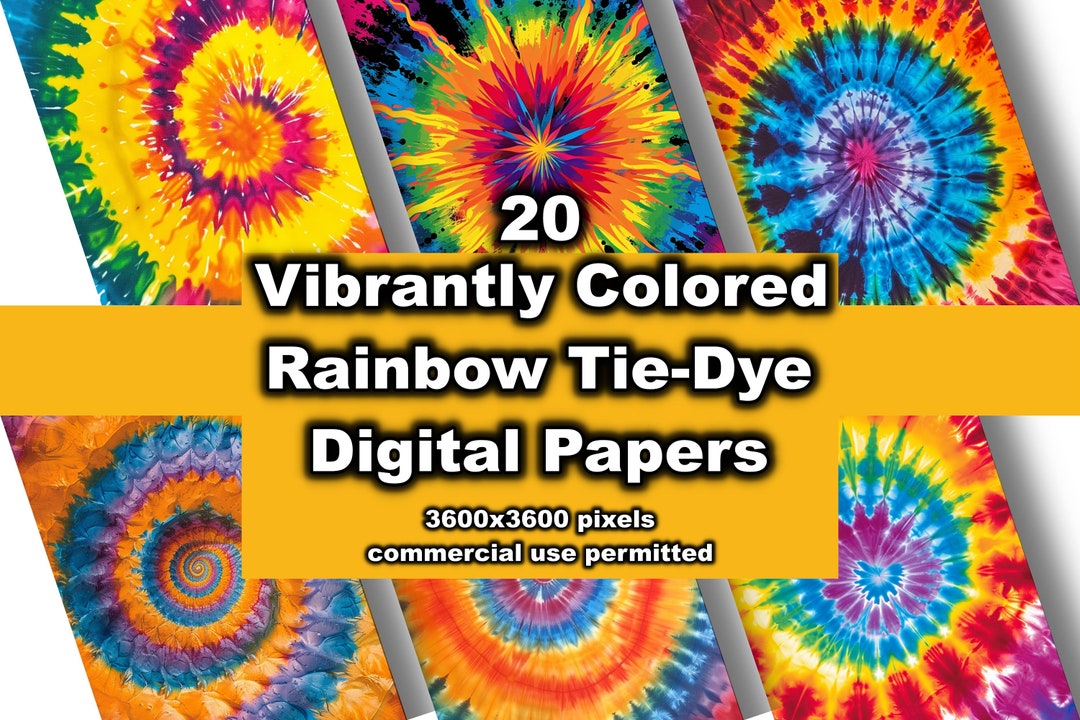 Rainbow Tie Dye Digital Paper, Printable Textures for Scrapbooking ...