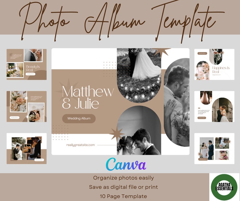 DIY Digital and Print Wedding Photo Album Canva Template, Digital ...