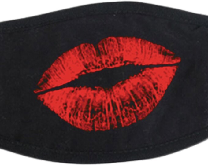Red Lipstick Face Mask, Black Face Mask Red Lips, Cotton Face Mask With ...