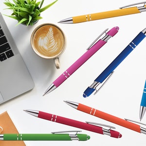 Custom Pens, Personalized Business Pens Bulk, Metal Stylus Rubberized ...