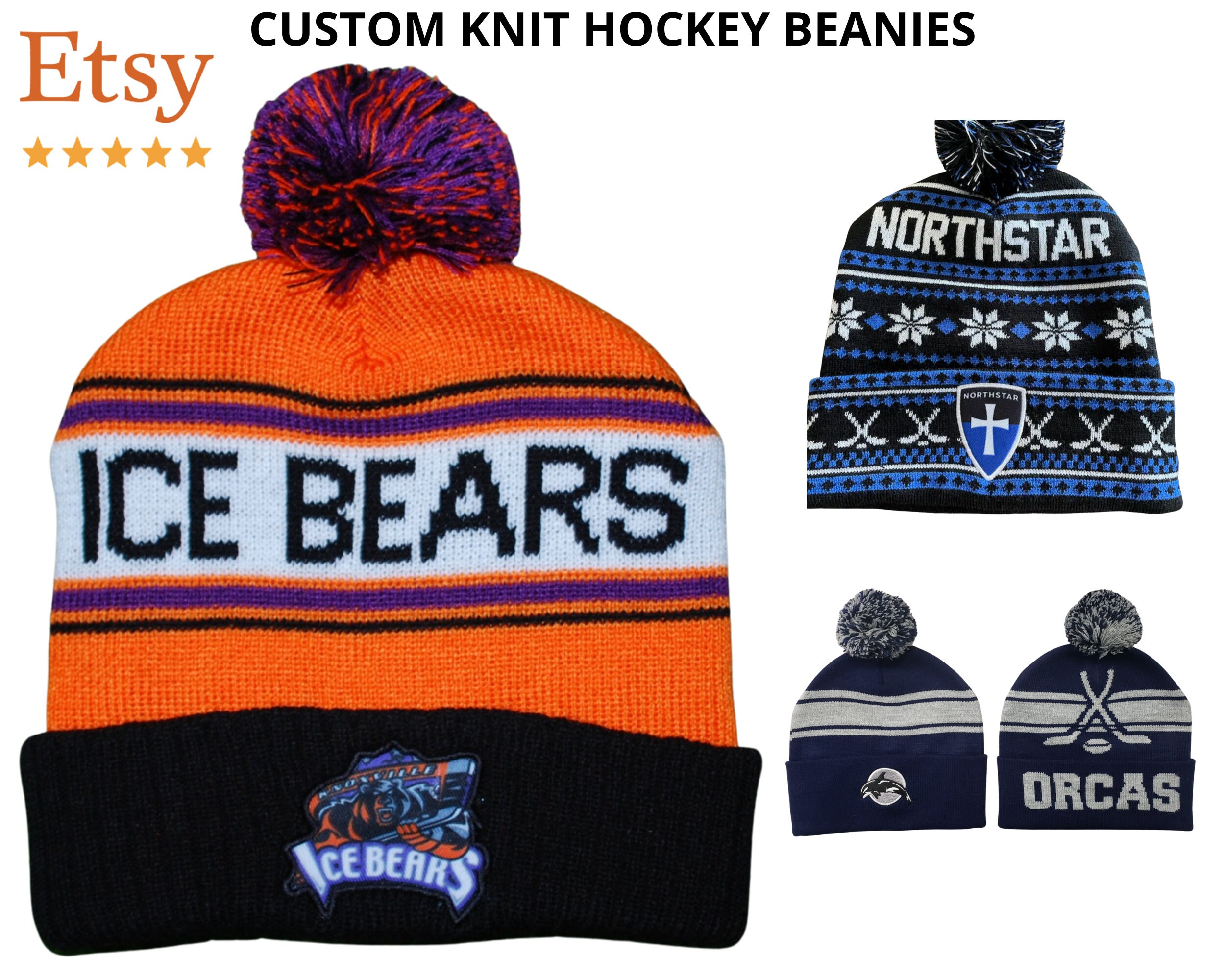 Custom Hockey Team Beanies Hockey Team Winter Hats Hockey | Etsy
