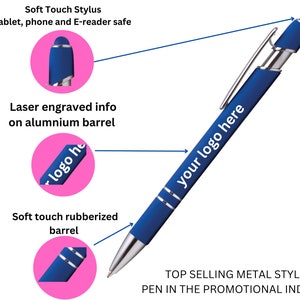Custom Pens, Personalized Business Pens Bulk, Metal Stylus Rubberized ...