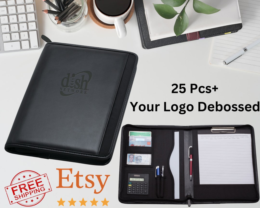 Custom Leatherette Zippered Padfolio, Personalized Padfolio, Deboss ...