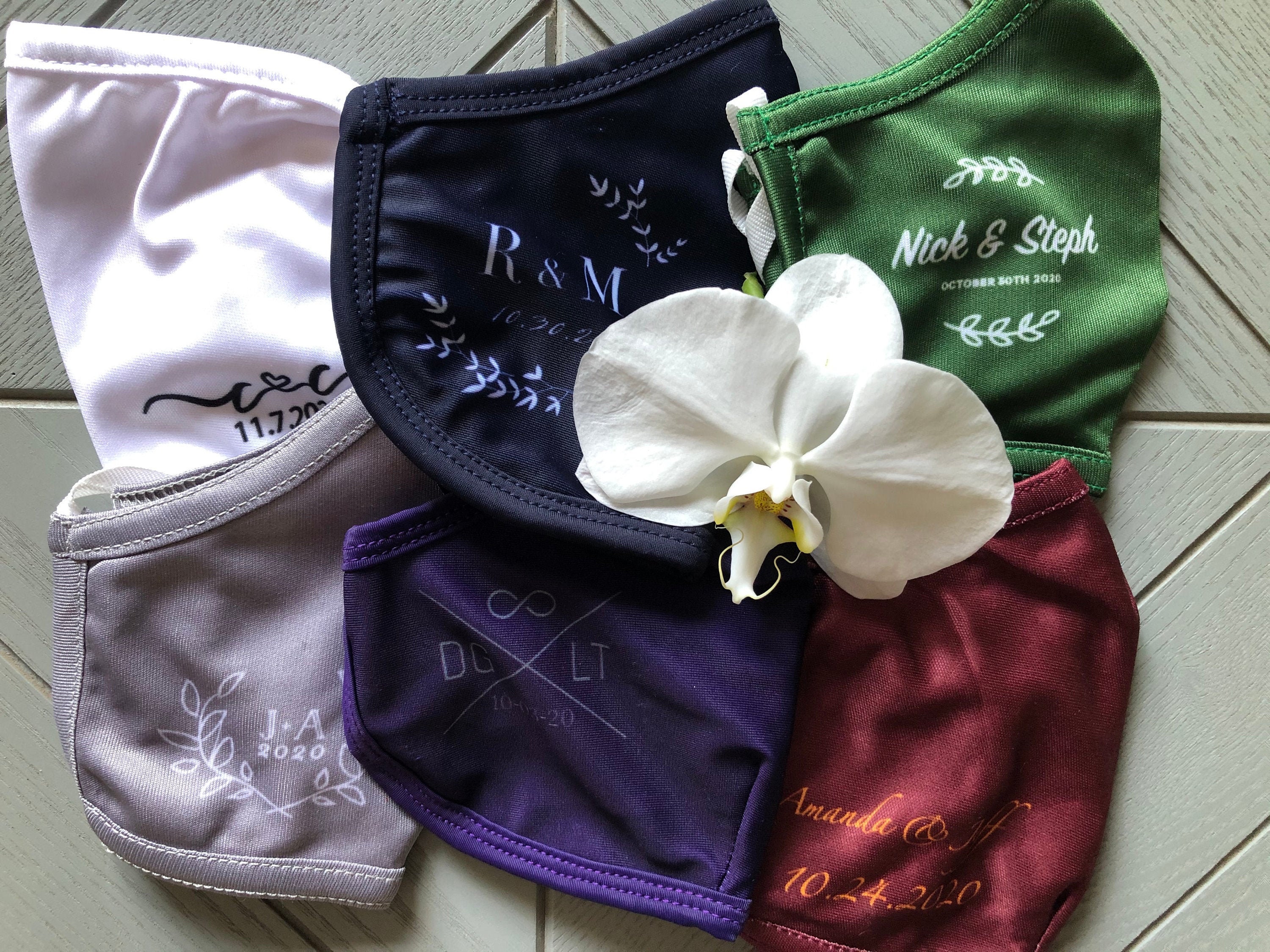 Custom Wedding Face Mask For Guests Monogram wedding mask | Etsy