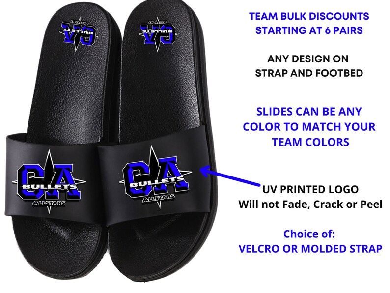 Custom Cheer and Gymnastic Team Slide Sandals Bulk Gymnastic - Etsy