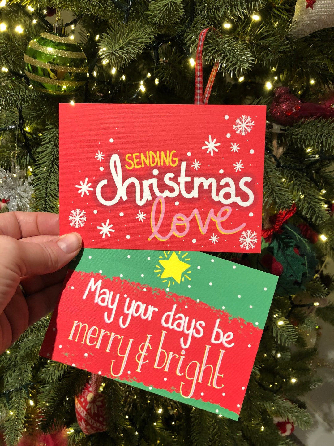 Christmas Postcard 10 Pack / Merry & Bright / Sending Christmas Love ...